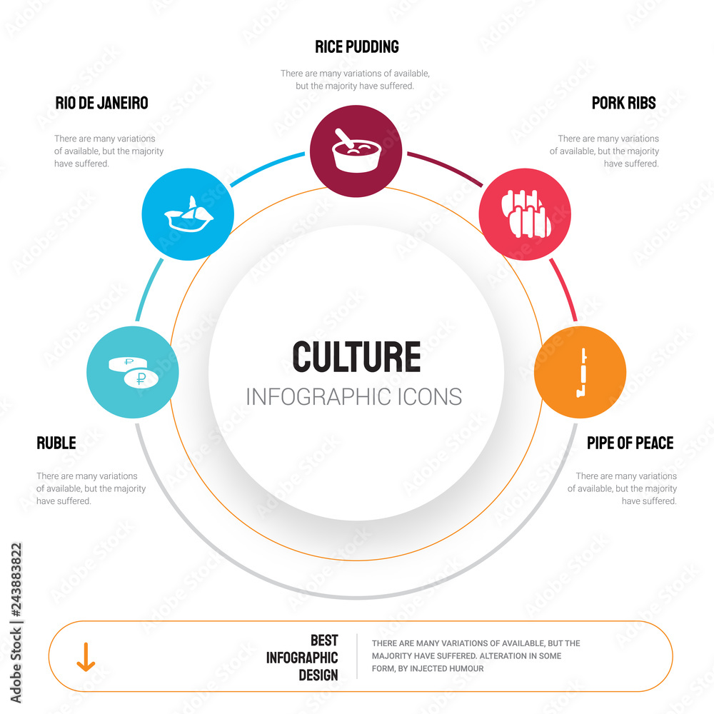 Abstract infographics of culture template. Ruble, Rio de janeiro, Rice ...