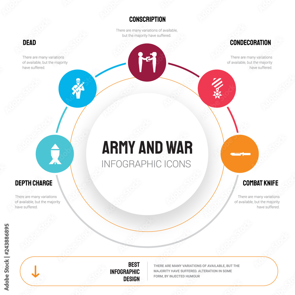 Abstract infographics of army and war template. Depth Charge, Dead ...