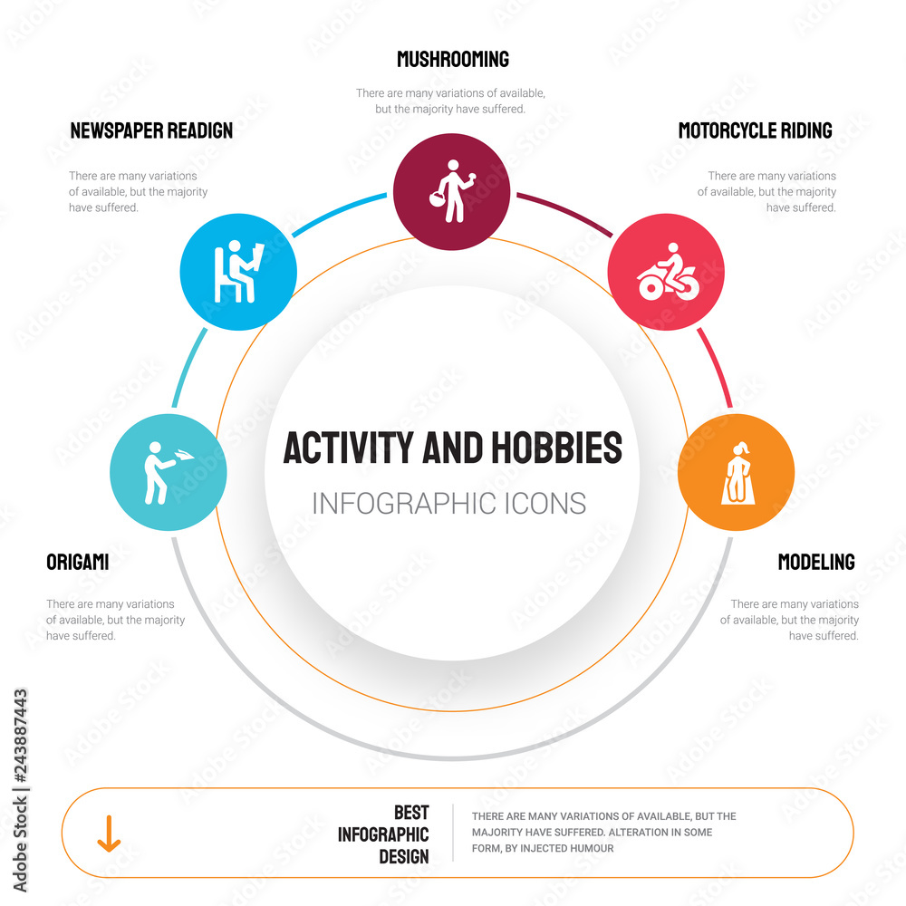 Abstract infographics of activity and hobbies template. Origami ...