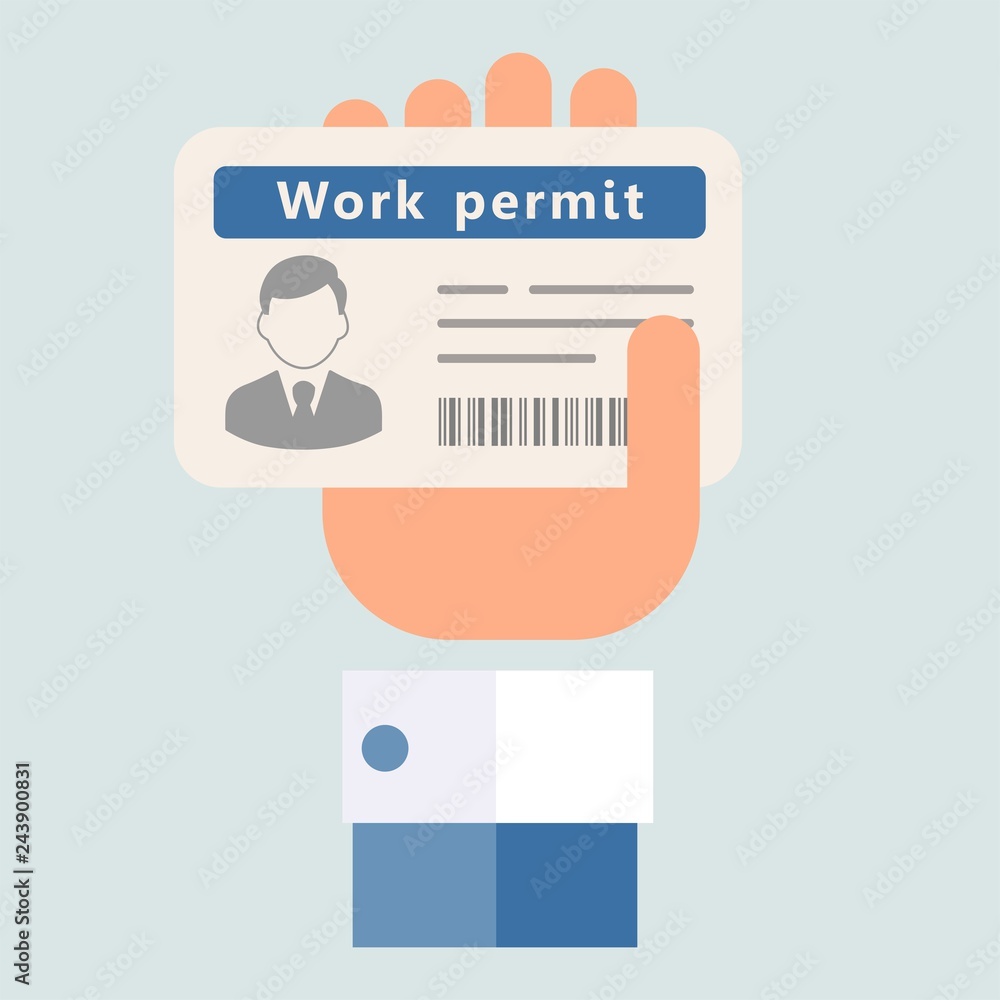 Work permit for foreigners. Vector image, uniform background. Stock ...