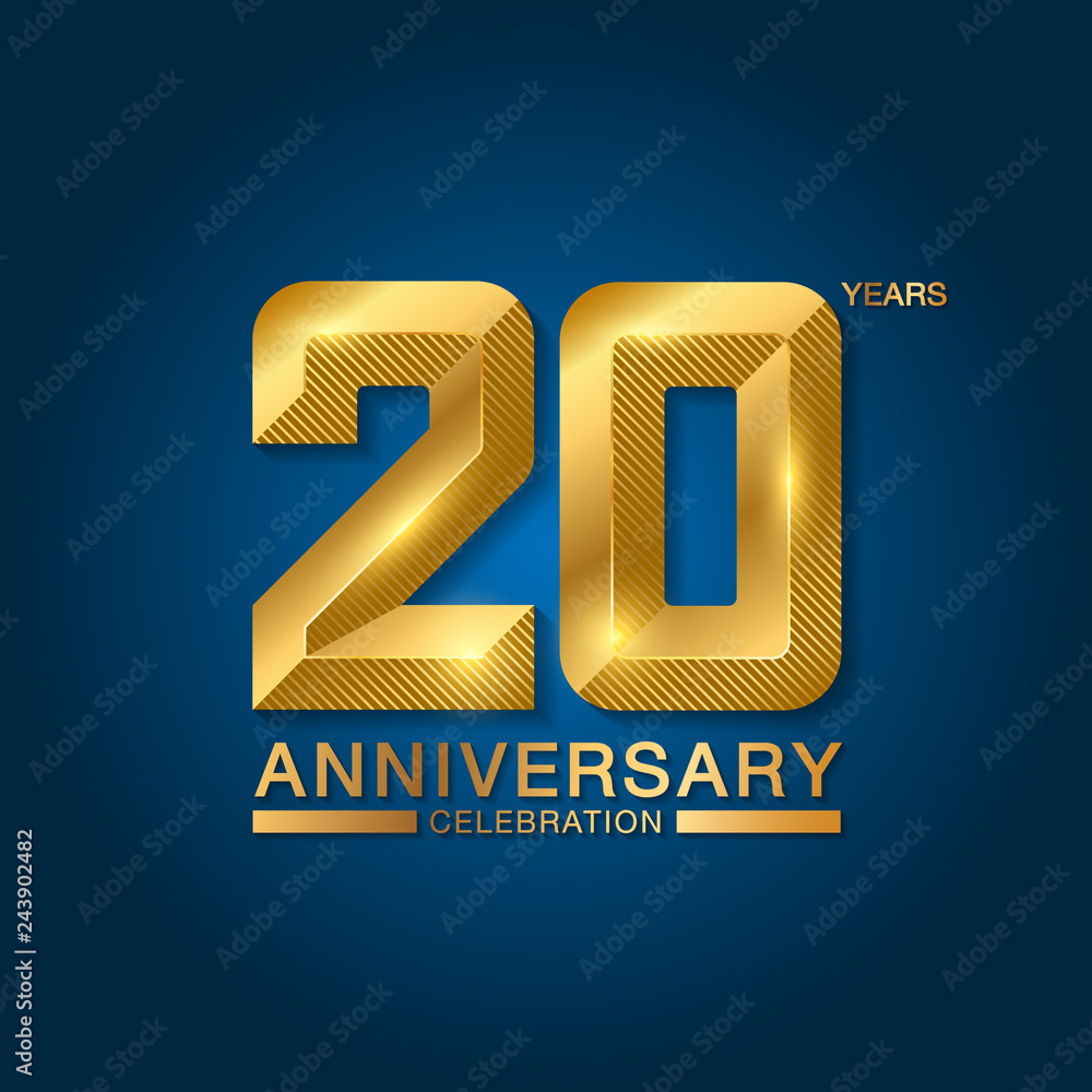20 years anniversary celebration logotype. Golden anniversary emblem ...