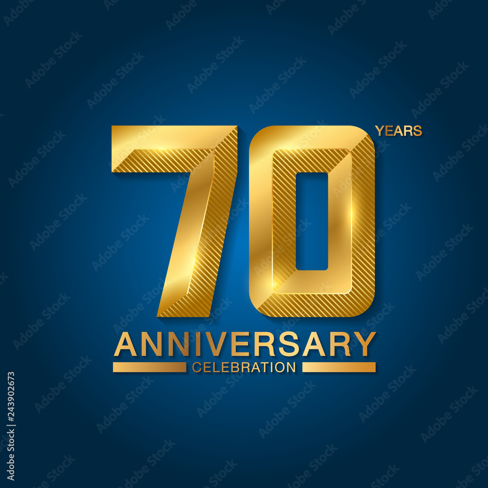70 years anniversary celebration logotype. Golden anniversary emblem ...