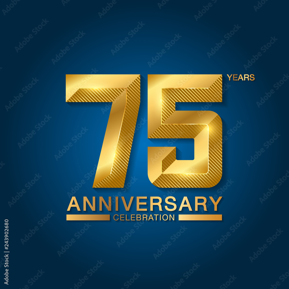 75 years anniversary celebration logotype. Golden anniversary emblem ...