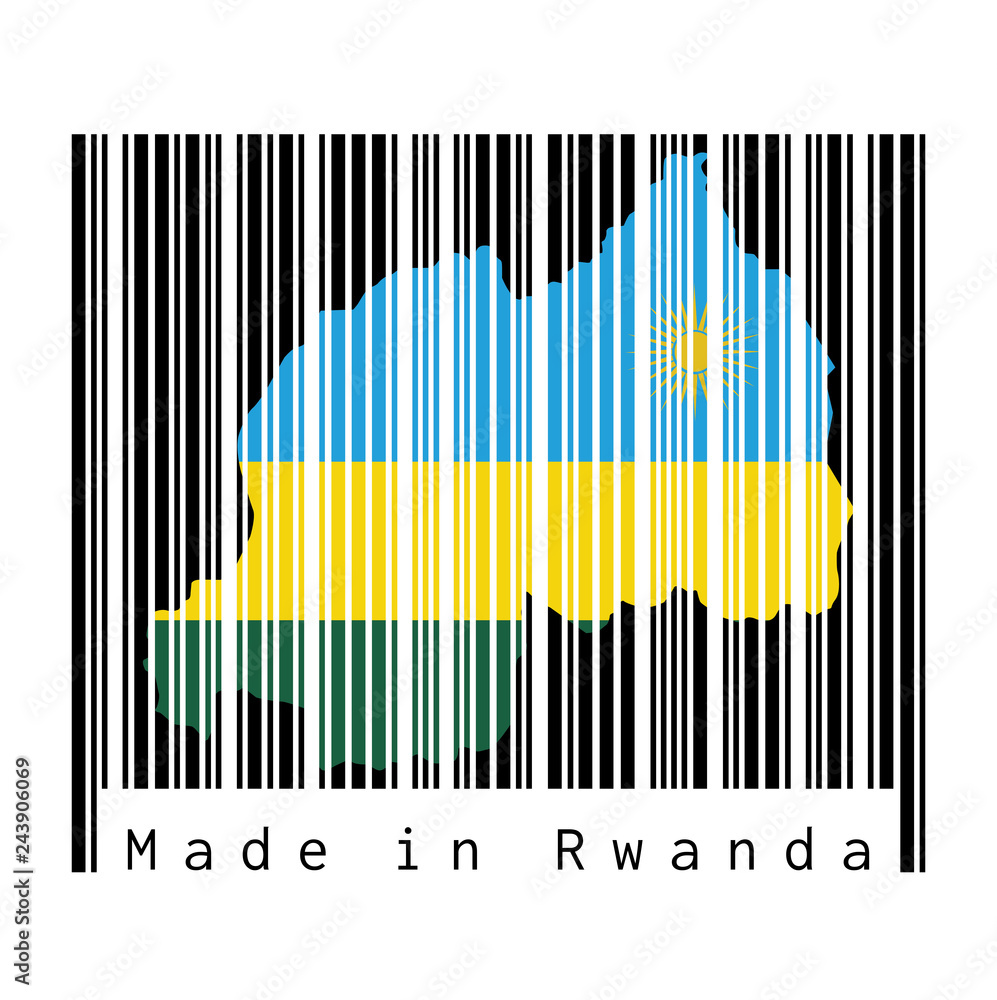 Barcode set the shape to Rwanda map outline and the color of Rwanda ...