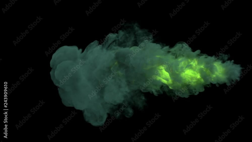 Colored torch fire and smoke / Smoke lit from inside by fire. Separated ...