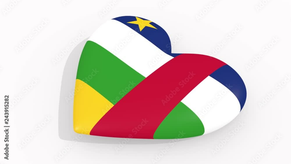 Heart in colors and symbols of Central African Republic on white ...