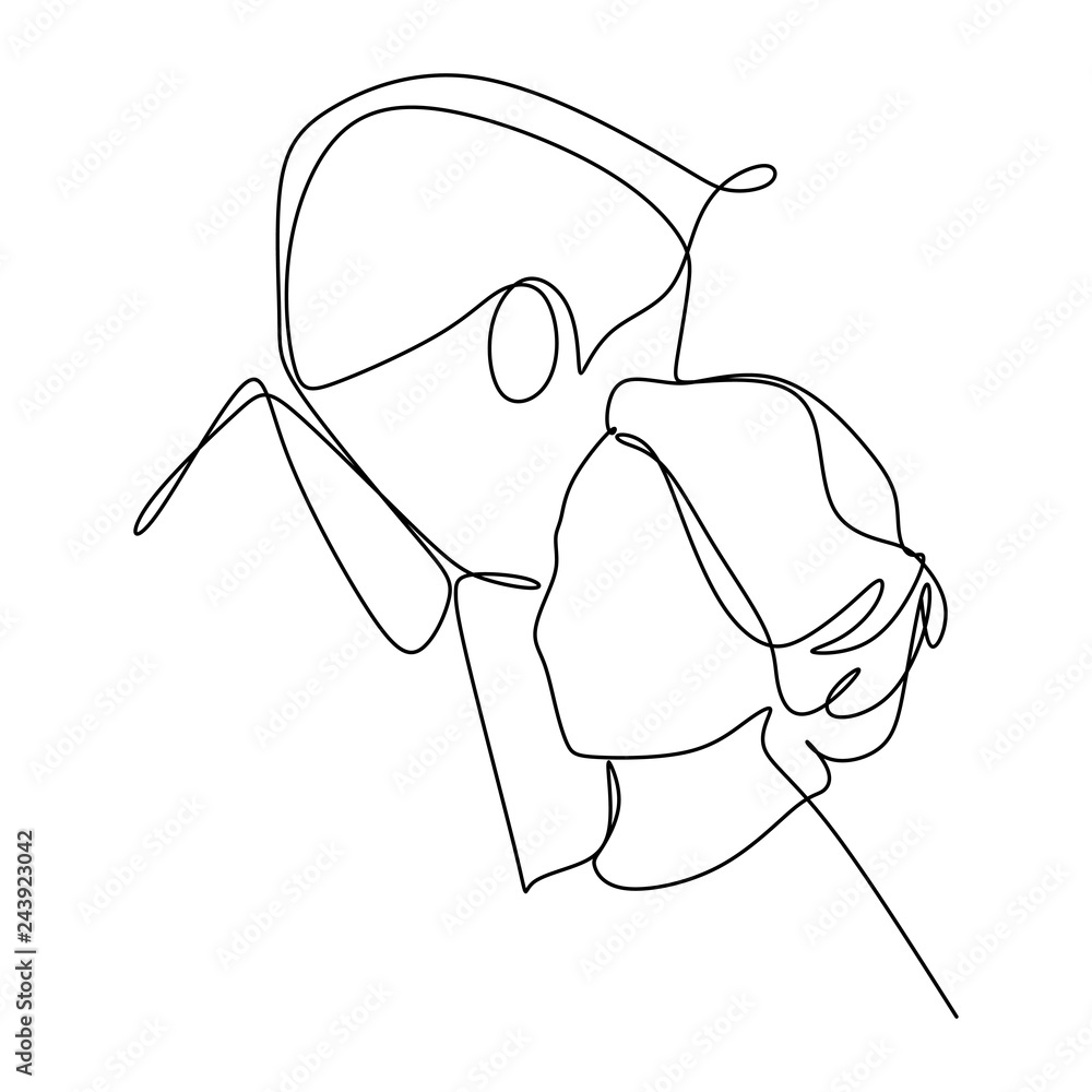 Falling in love of a couple one continuous line art drawing vector ...