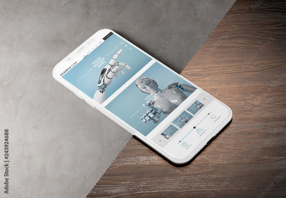 White Smartphone Mockup Stock Template | Adobe Stock