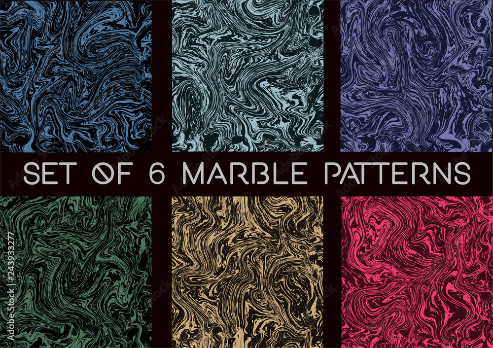 Set of six marble seamless patterns. Set of vector marble seamless ...