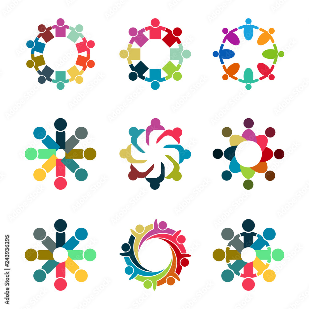 Graphic group connecting,People Connection logo set,Team work in a ...