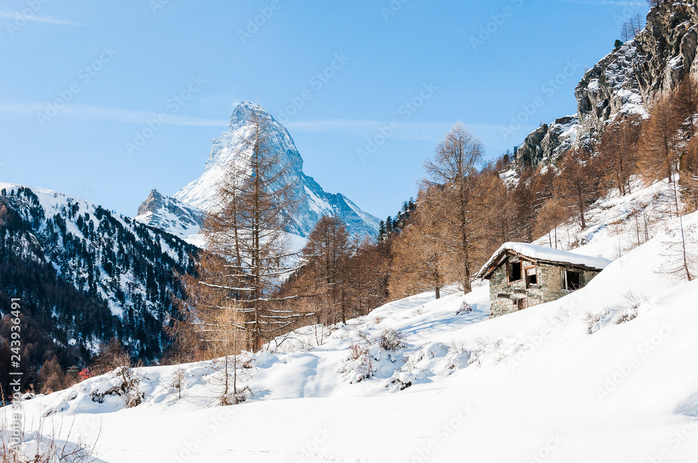Zermatt, Furi, Zmutt, Matterhorn, Wanderweg, Winterwanderung, Zmuttbach ...