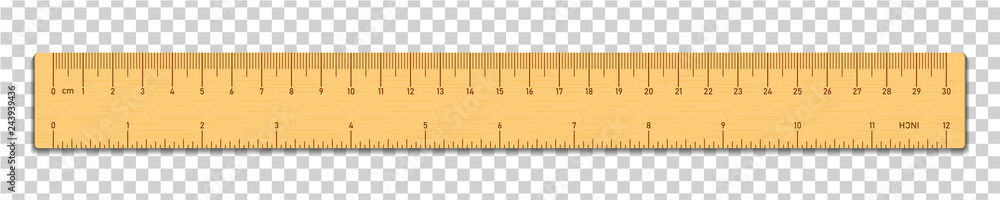 Poster Realistic wooden tape ruler isolated on transparent background ...