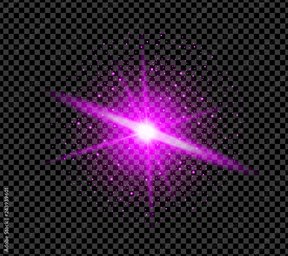 Realistic purple sparkle effect isolated on transparent background ...