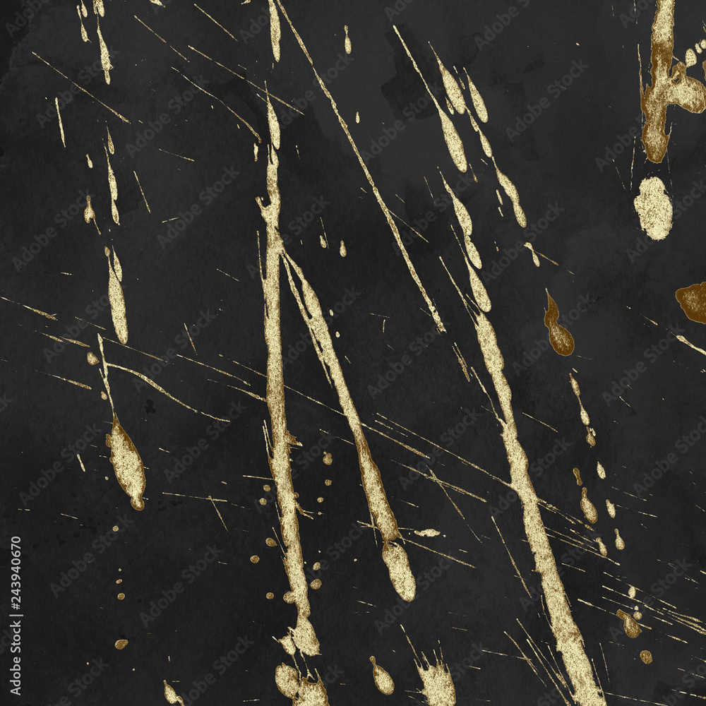 Luxury gold and white metal paint splatter effect on watercolor paper ...