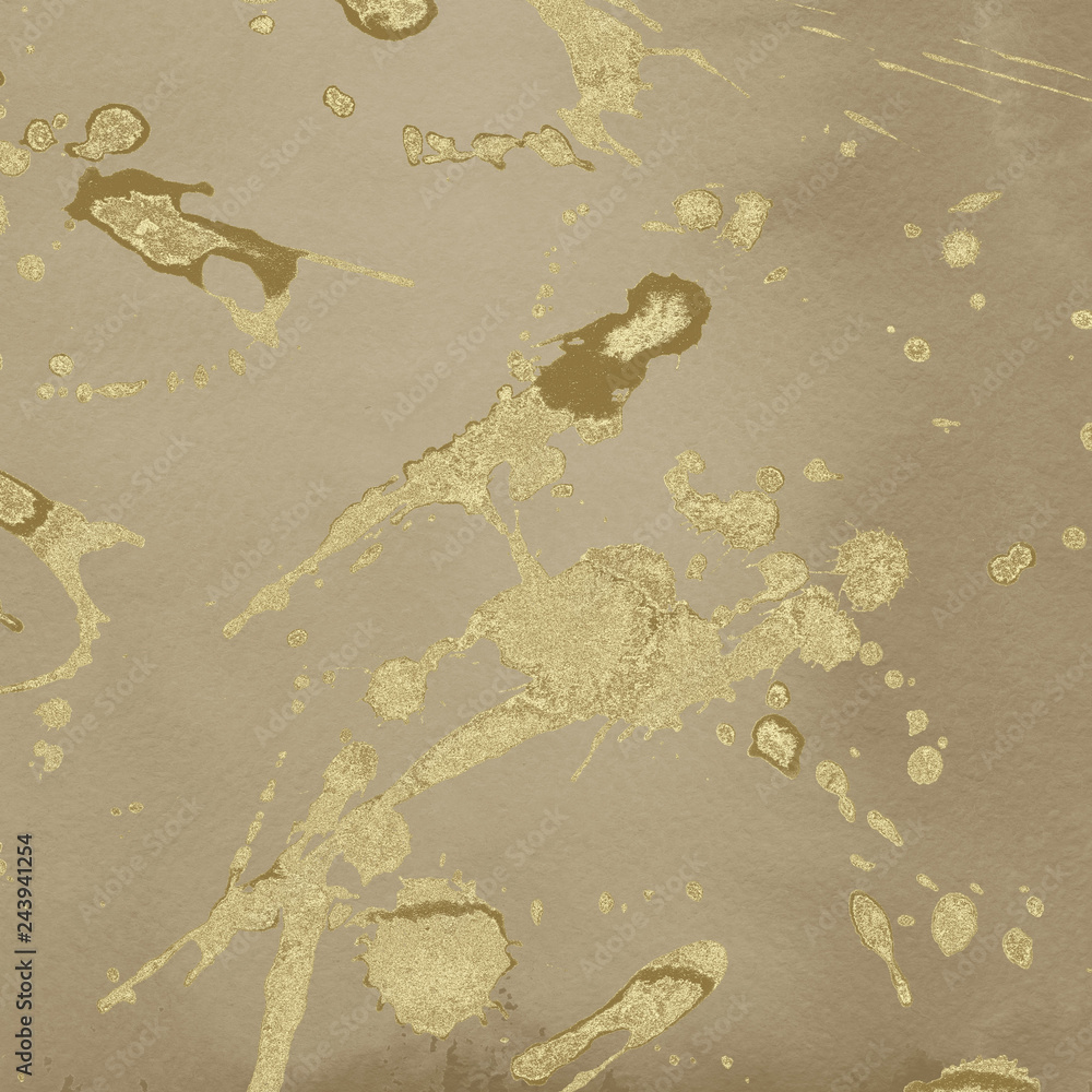 Luxury gold and white metal paint splatter effect on watercolor paper ...