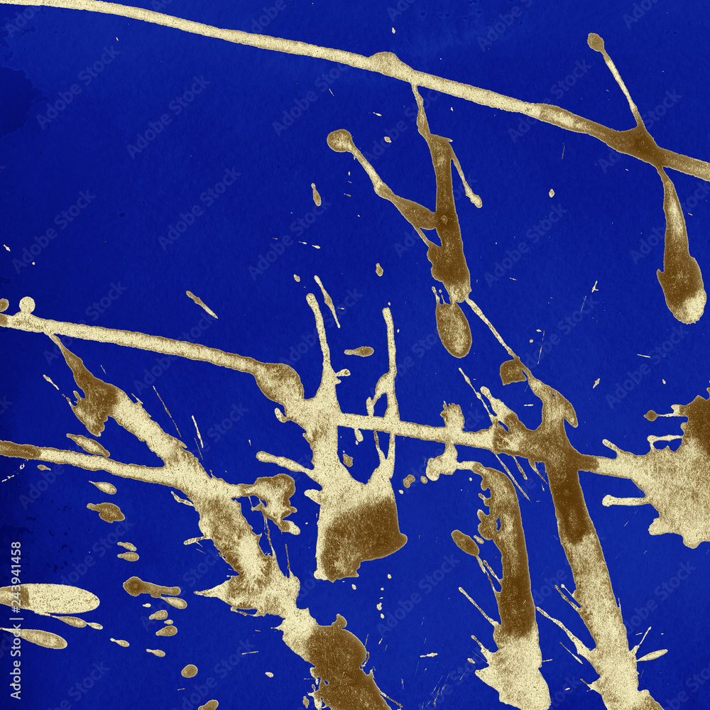 Luxury gold and white metal paint splatter effect on watercolor paper ...