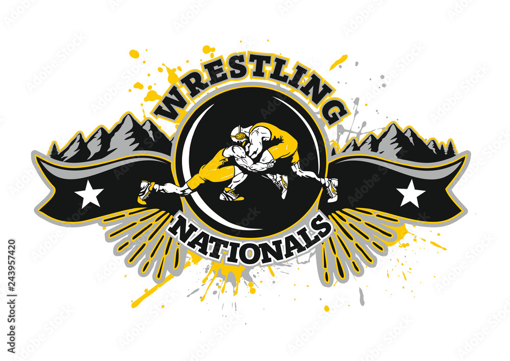 WRESTLING LOGO SPORT NATIONALS Stock Illustration | Adobe Stock