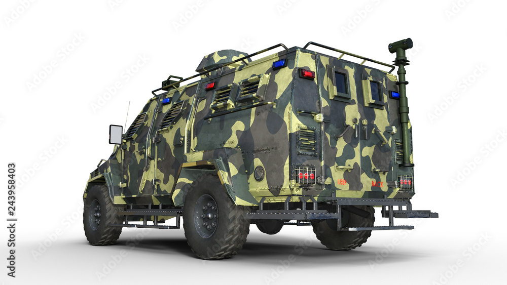 Armored SUV truck, bulletproof army vehicle, camo military car isolated ...