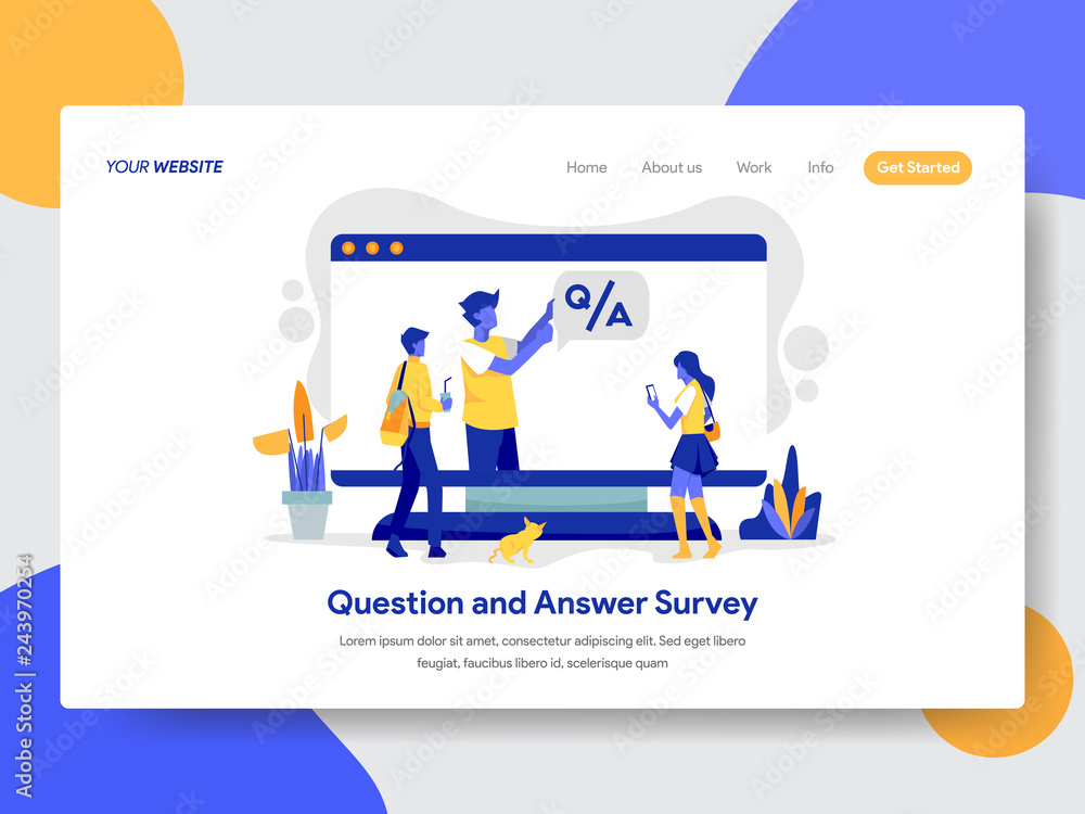 Landing page template of Question and Answer Survey Illustration ...