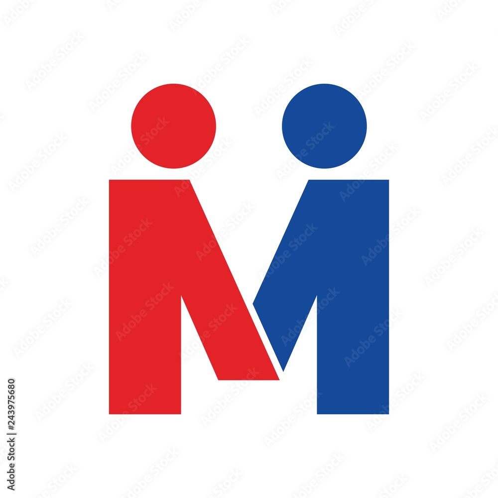 letter M and person symbol. vector logo. Stock Vector | Adobe Stock