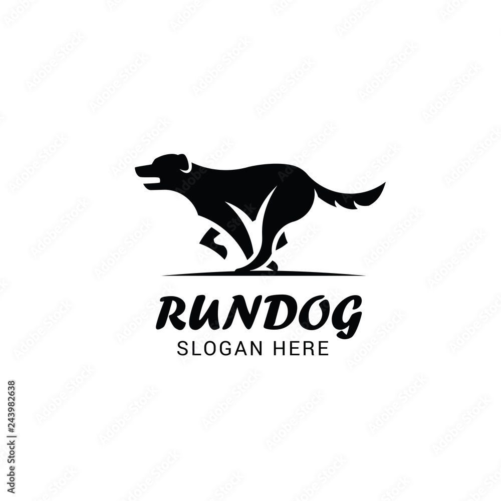 Running dog logo template isolated on white background Stock Vector ...