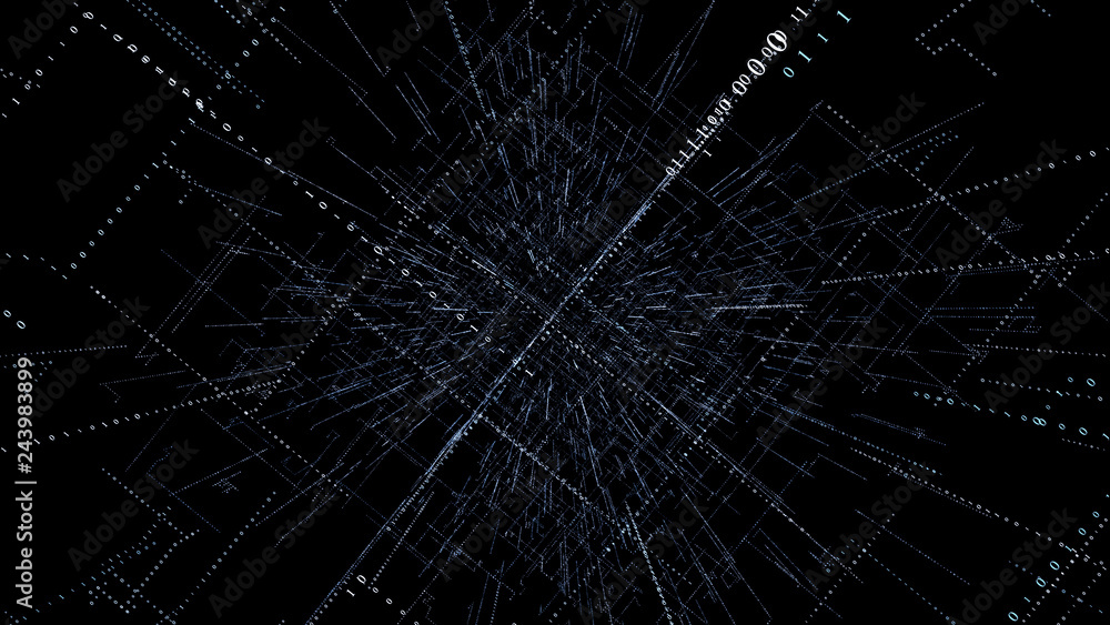 3D Smart digital binary code with futuristic smart technology ...