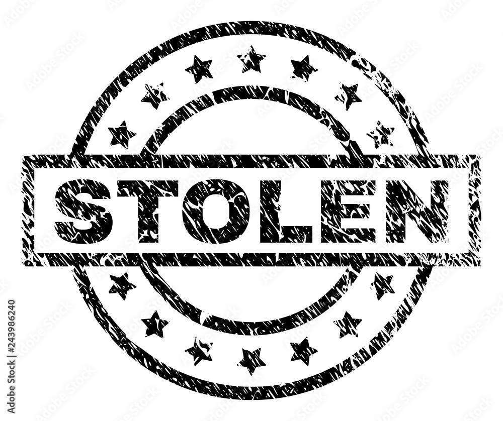 STOLEN stamp seal watermark with distress style. Designed with ...