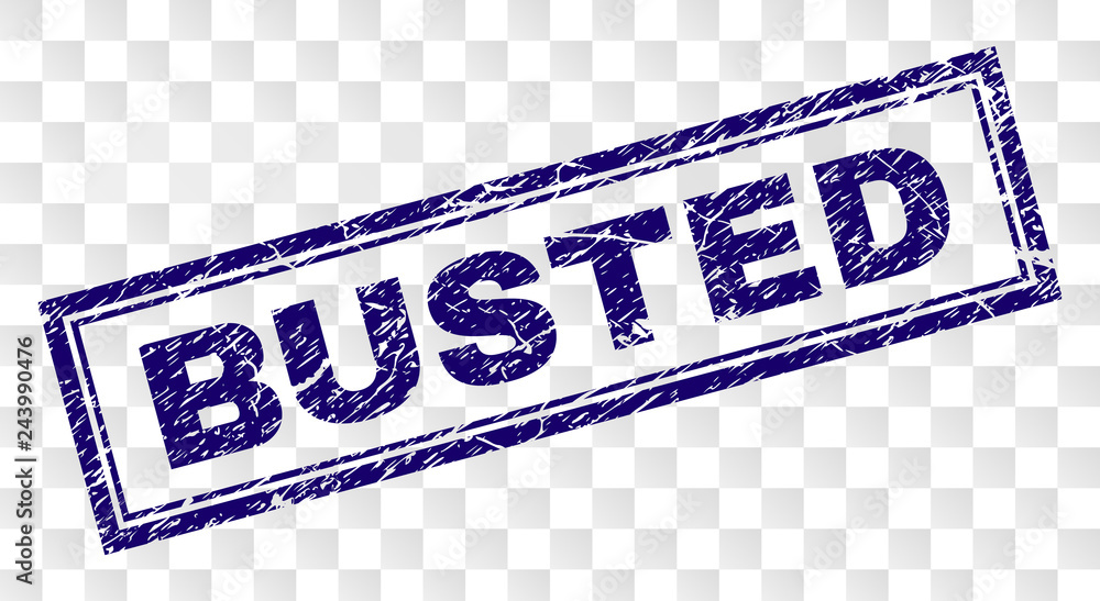 BUSTED stamp seal print with rubber print style and double framed ...