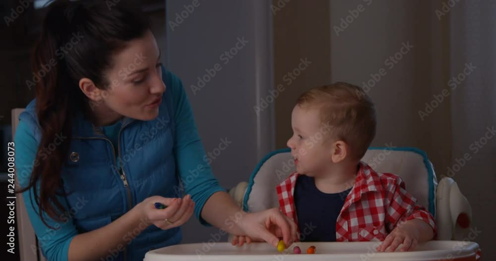 Learning Process of Mother Trying to Teach her Child to Count with ...