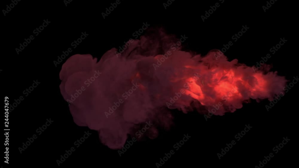 Colored torch fire and smoke / Smoke lit from inside by fire. Separated ...