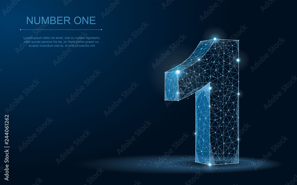 Number One. 3D Abstract polygonal blueprint vector Stock Vector | Adobe ...