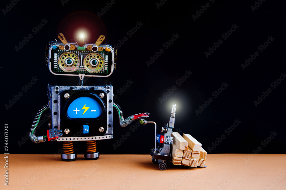 Automation transportation robotic delivery service concept. Robot ...