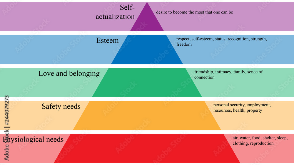 Maslow's hierarchy of needs. Abraham Maslow pyramid of needs vector ...