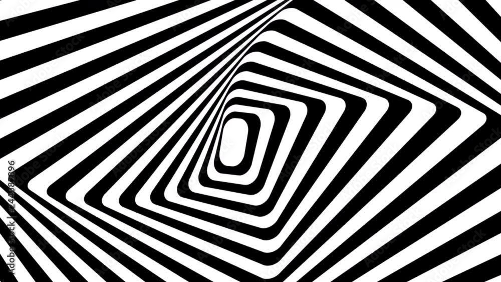 Animation Footage of twisted rectangle black and white optical illusion ...