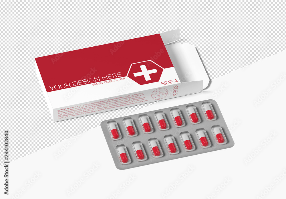 Pharmaceutical Packaging Mockup on White Stock Template | Adobe Stock