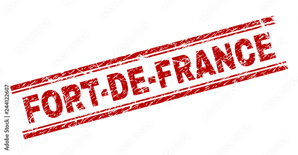 FORT-DE-FRANCE seal print with distress texture. Red vector rubber ...