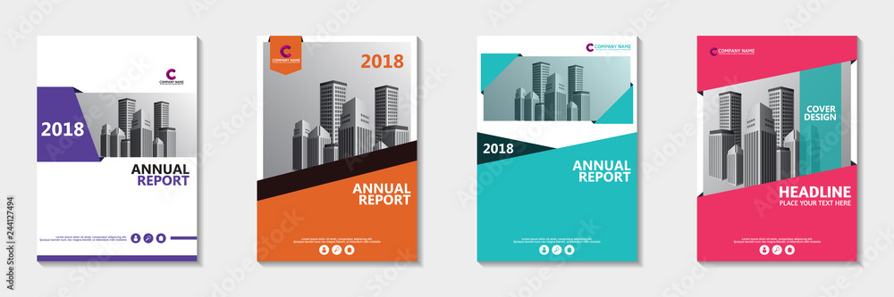 Set of abstract cover design. Annual report, pamphlet, presentation ...