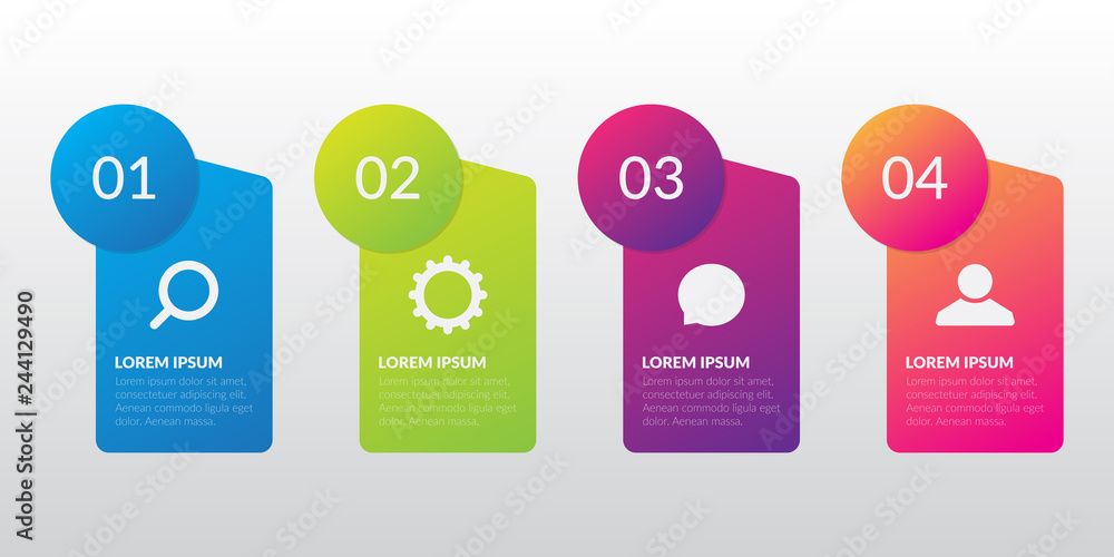 Vector infographic design template with 4 types or stages, vector icons ...