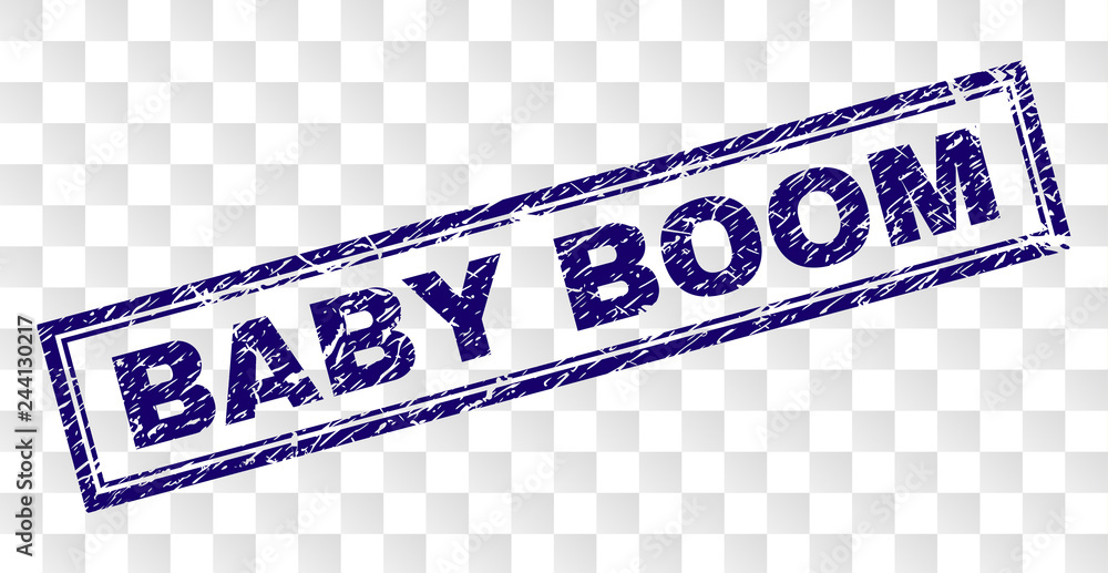 BABY BOOM stamp seal print with rubber print style and double framed ...