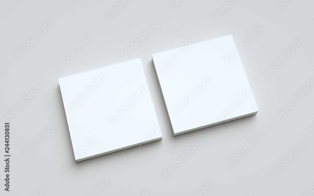 Square Flyer Mock-Up - Two Stacks of Flyers. 3D Illustration Stock ...