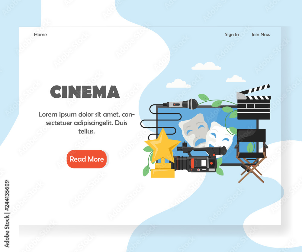 Cinema vector website landing page design template Stock Vector | Adobe ...