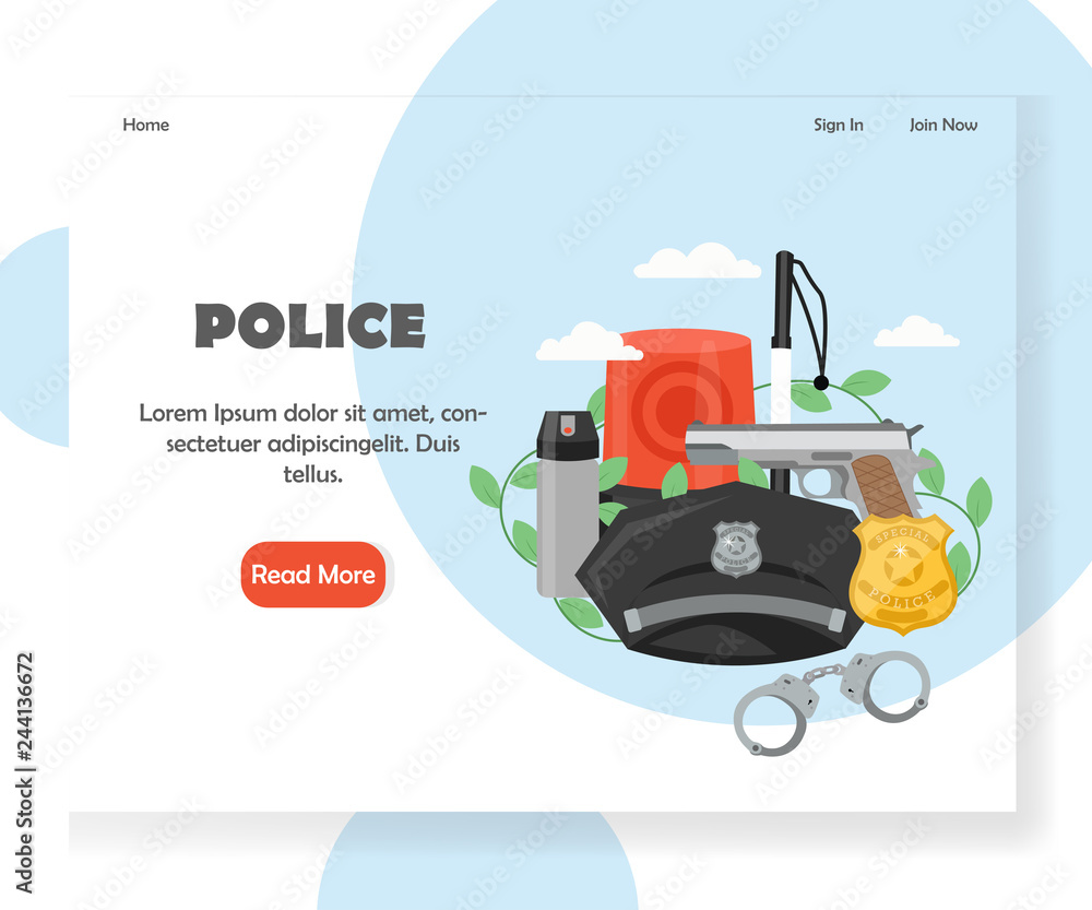Police vector website landing page design template Stock Vector | Adobe ...