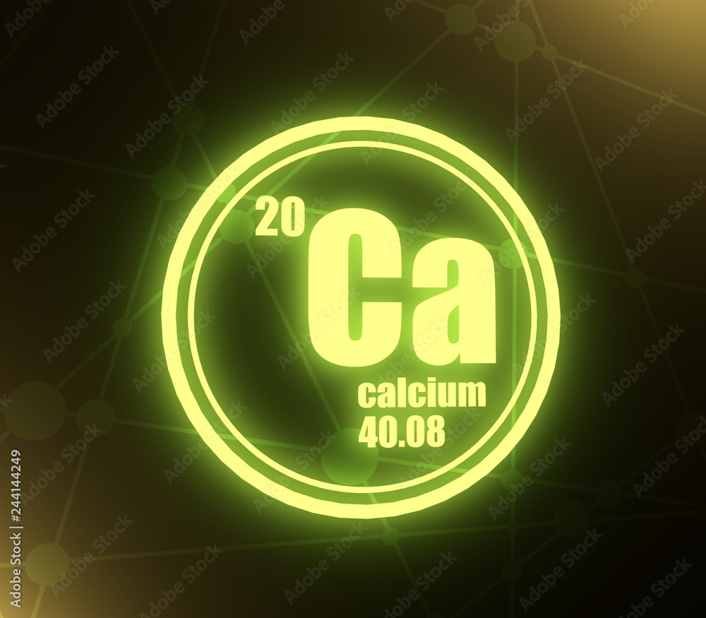 Calcium chemical element. Sign with atomic number and atomic weight ...
