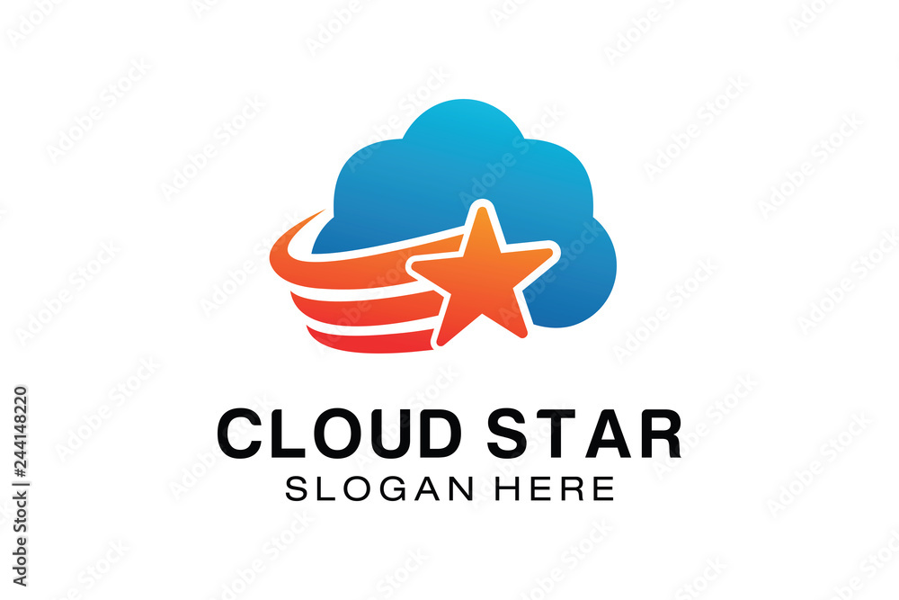 CLOUD STAR LOGO DESIGN TEMPLATE Stock Vector | Adobe Stock