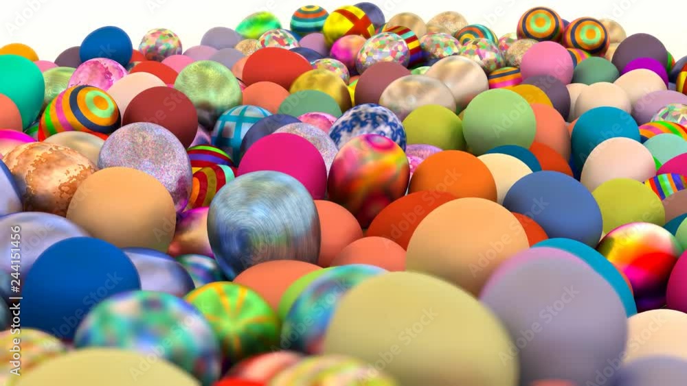 Animated rotating around of fallen Easter or colorful and plain eggs ...