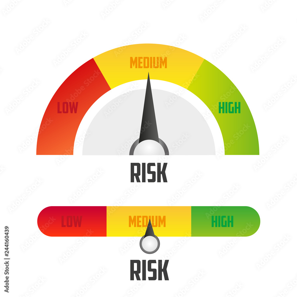 Risk concept on speedometer. Vector icon Stock Vector | Adobe Stock