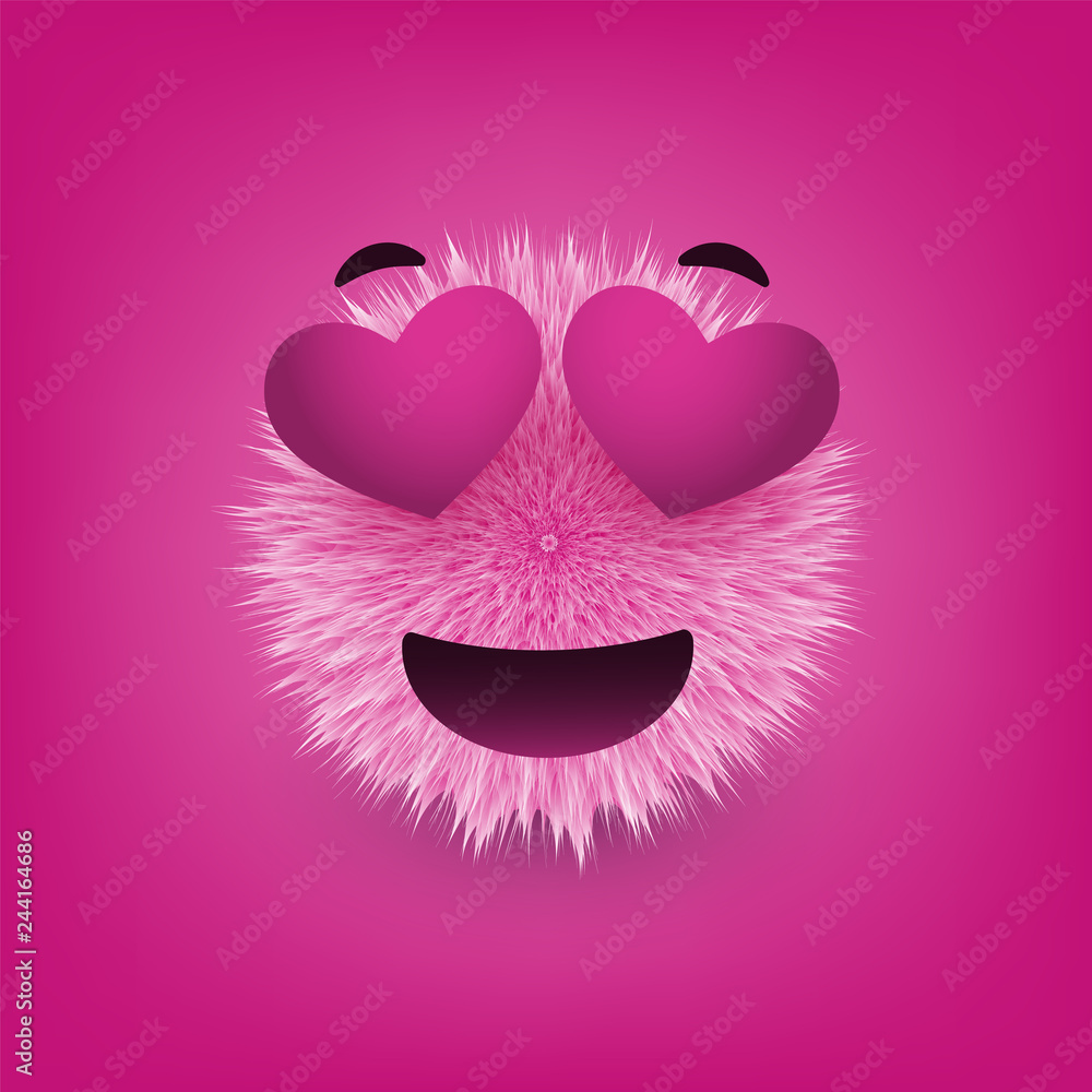 Smiling Face With Heart Shaped Eyes - Furry Happy Emoticon on Purple ...