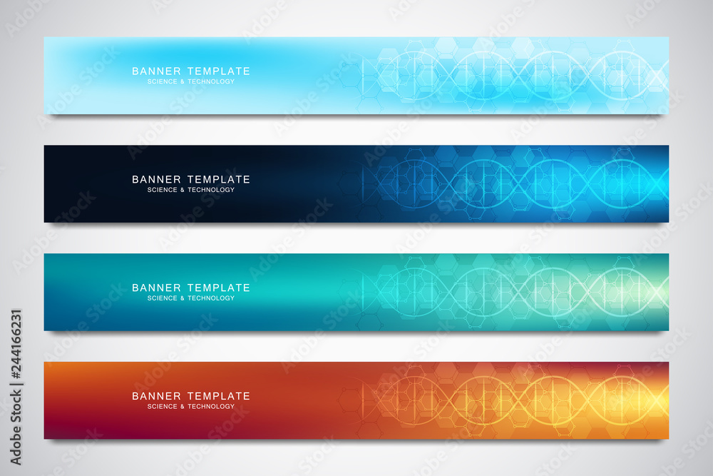 Banners and headers for site with DNA strand and molecular structure ...