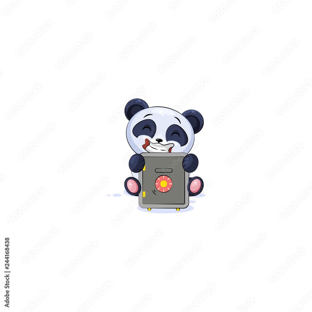 panda sticker emoticon hug safe with money Stock Vector | Adobe Stock