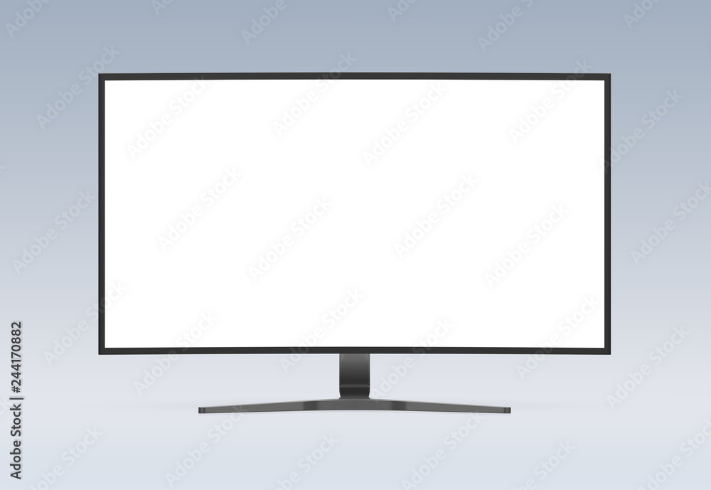 Modern computer monitor mockup isolated on white 3d rendering Stock ...